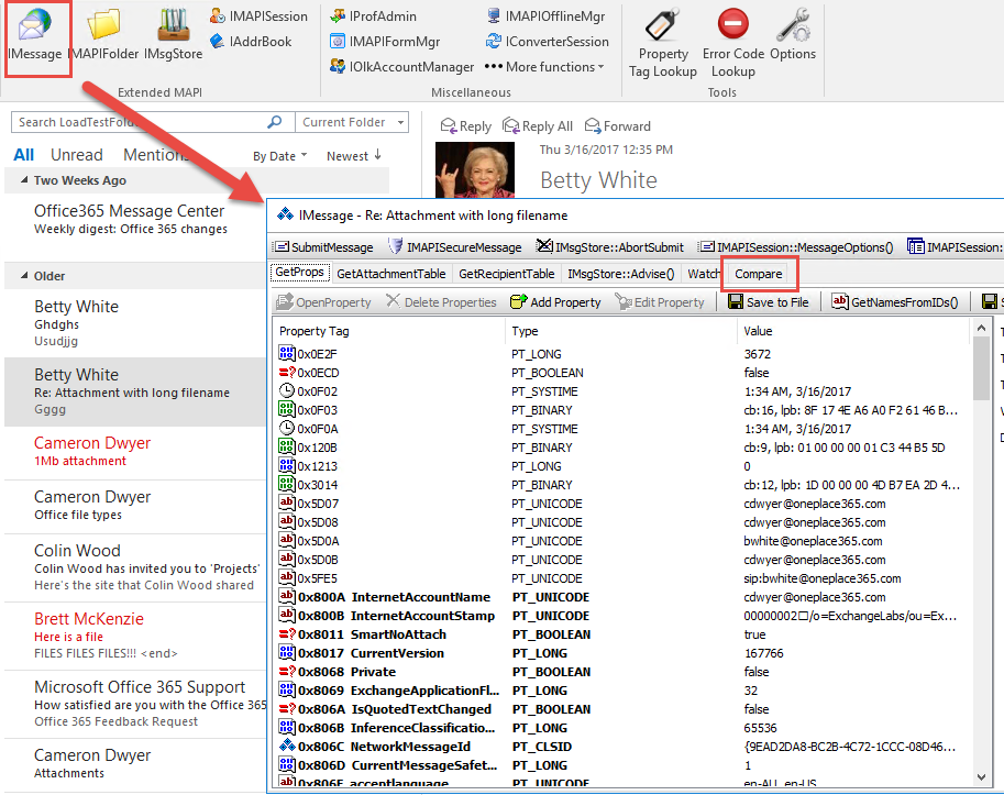 How to compare the MAPI property differences between Outlook emails ...