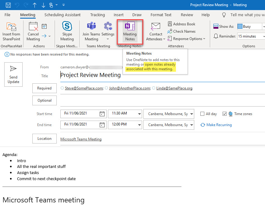 Simplify taking meeting notes using native OneNote/Outlook integration ...