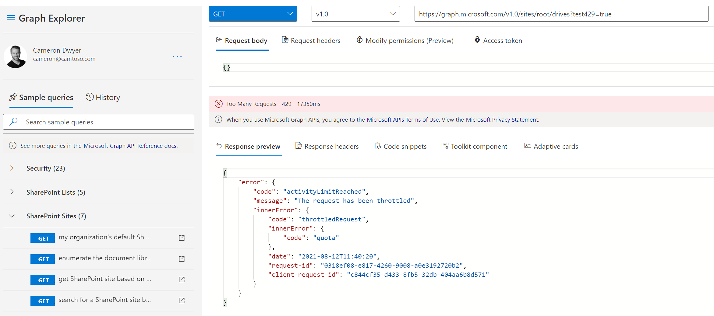 Simulating 429 Throttling in Microsoft Graph API (SharePoint/OneDrive ...